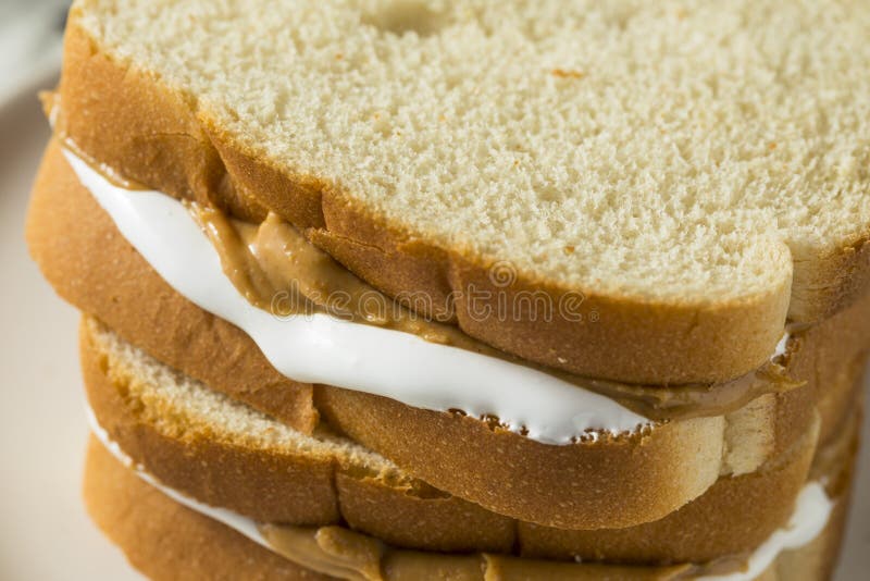 Homemade Fluffernutter Marshmallow Peanut Butter Sandwich Stock Image ...