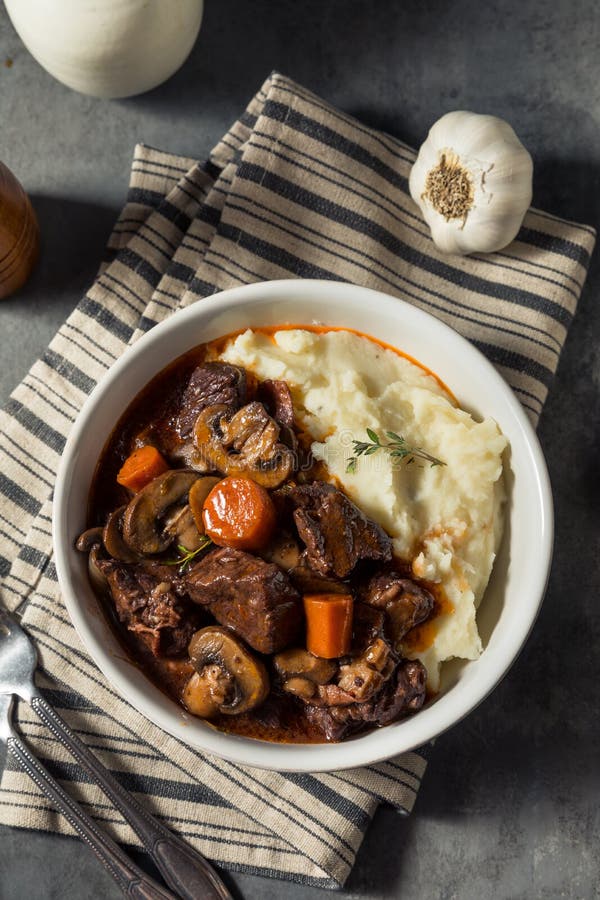 Homemade French Beef Bourguignon Stew Stock Image - Image of ragout ...