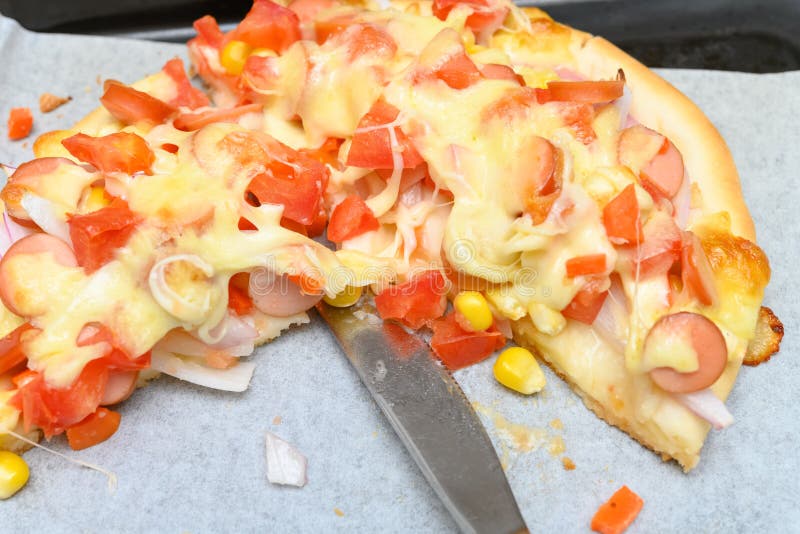A Homemade Fresh Cooked Pizza Close Up Stock Image - Image of healthy ...