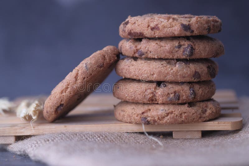 Homemade Fresh Stack of Cookies on Table, Closeup Stock Image - Image ...