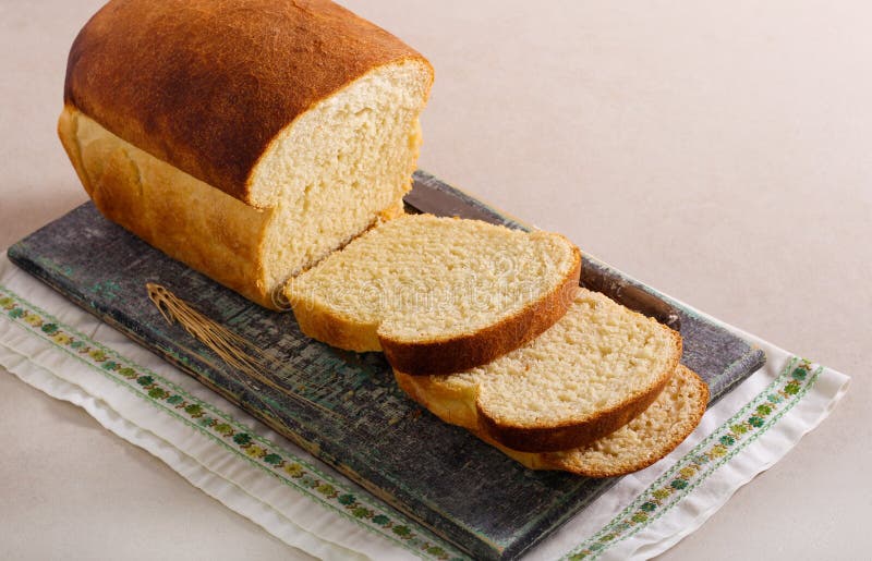 Homemade Fresh White Bread, Sliced Stock Image - Image of yeast, dinner ...
