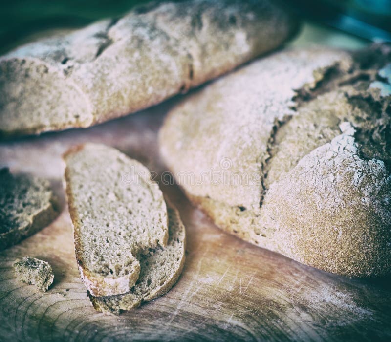 Homemade Freshly Baked Bread on Old Vintage Surface Stock Photo - Image ...