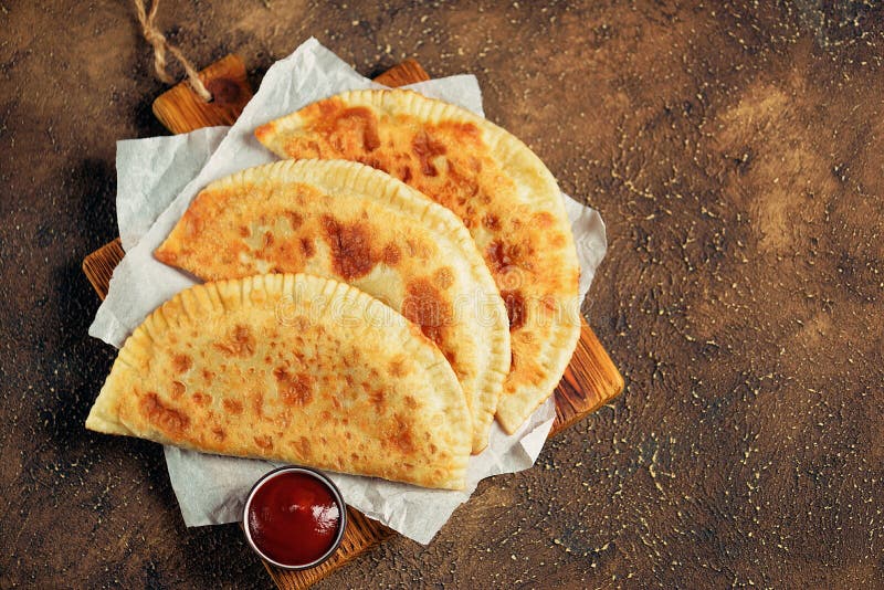 Homemade Fried Cheburek Pies. Stock Photo - Image of appetizing ...