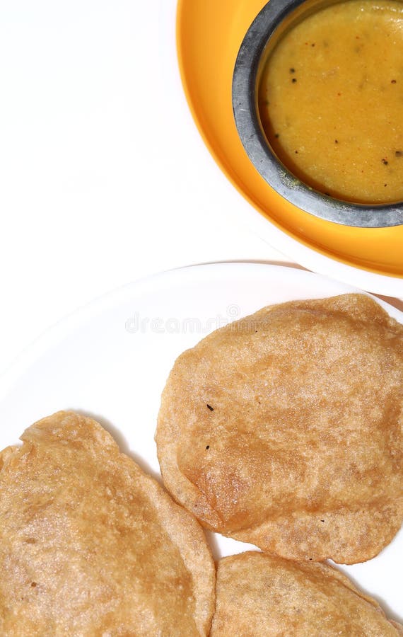 Poori Indian Bread Fried in a Pan on a Platter Stock Image - Image of ...