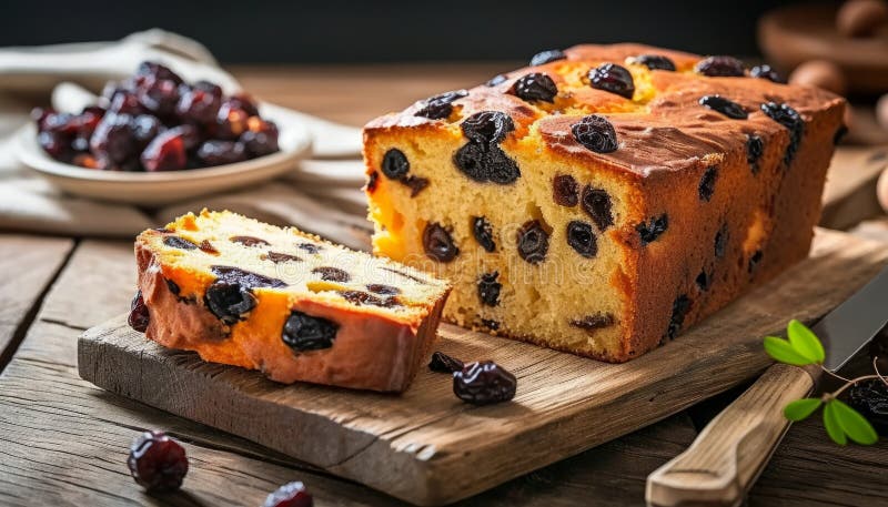 Homemade Fruit Cake with Raisins, Generative Ai Stock Illustration ...