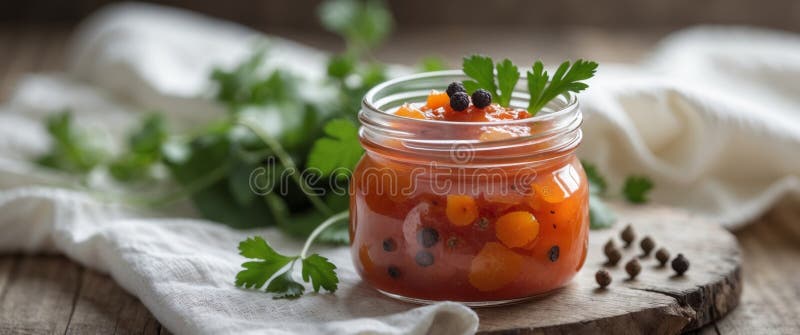 Homemade Fruit Chutney with Pepper and Herbs. Stock Image - Image of ...