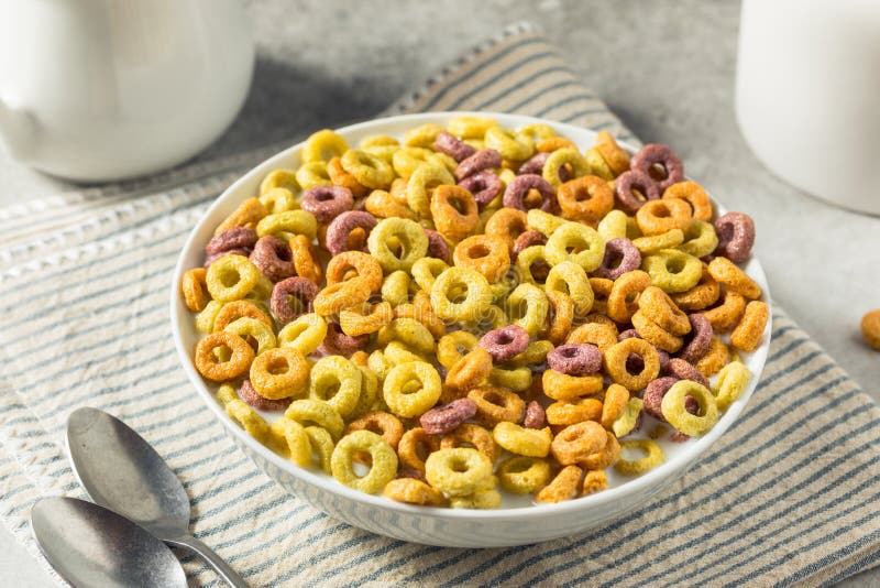 Homemade Fruity Fruit Loop Cereal Stock Photo - Image of nutrition ...