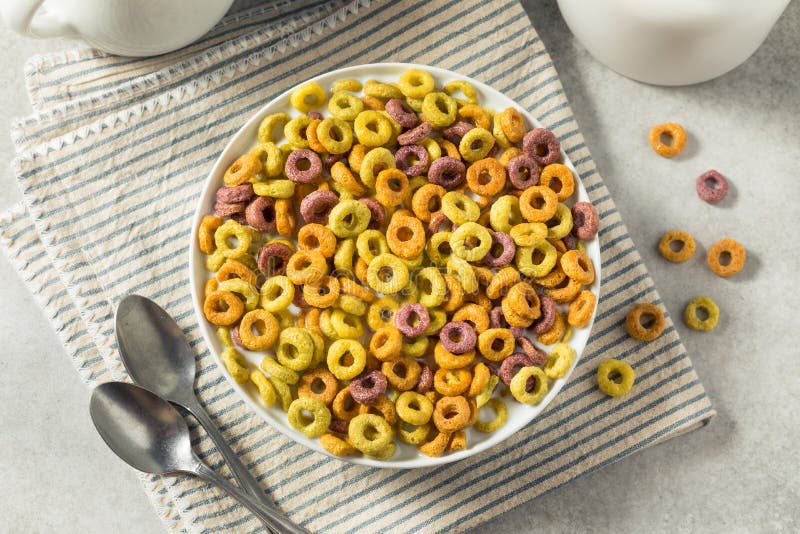 Homemade Fruity Fruit Loop Cereal Stock Photo - Image of grain ...