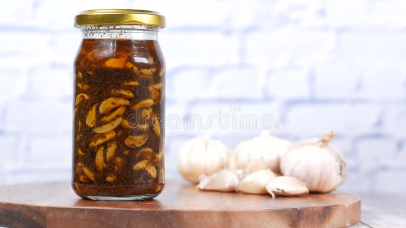 Homemade Garlic Pickle in a Glass Jar on Table , Stock Footage - Video ...