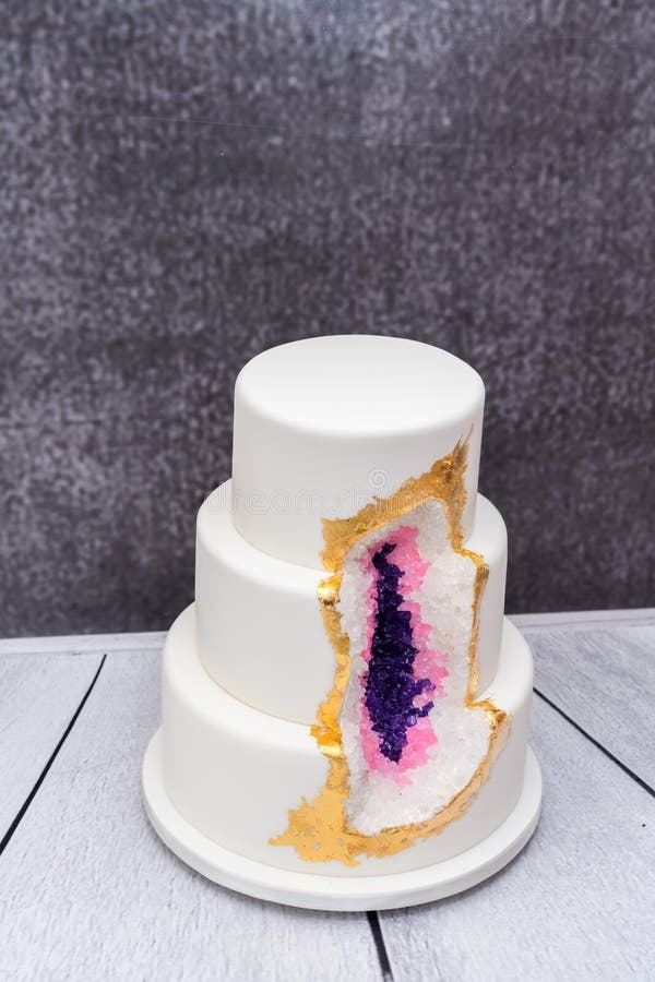 Homemade Geode Wedding Cake Stock Image - Image of amethyst, icing ...