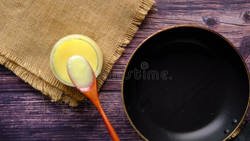 Homemade Ghee in Container on a Table , Stock Footage - Video of golden ...