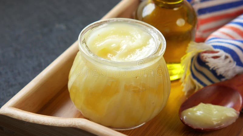 Homemade Ghee in Container on a Table , Stock Video - Video of melted ...
