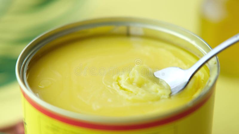 Homemade Ghee in Container on a Table , Stock Video - Video of ...