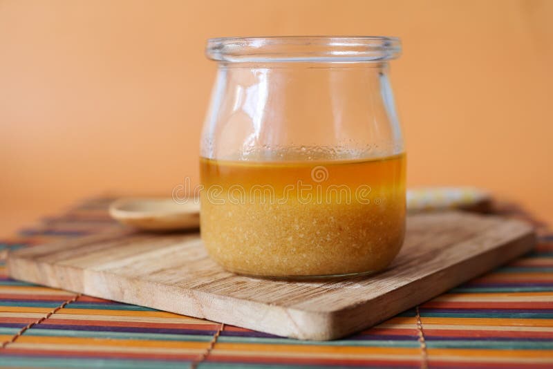 Homemade Ghee in Container on a Table , Stock Photo - Image of health ...