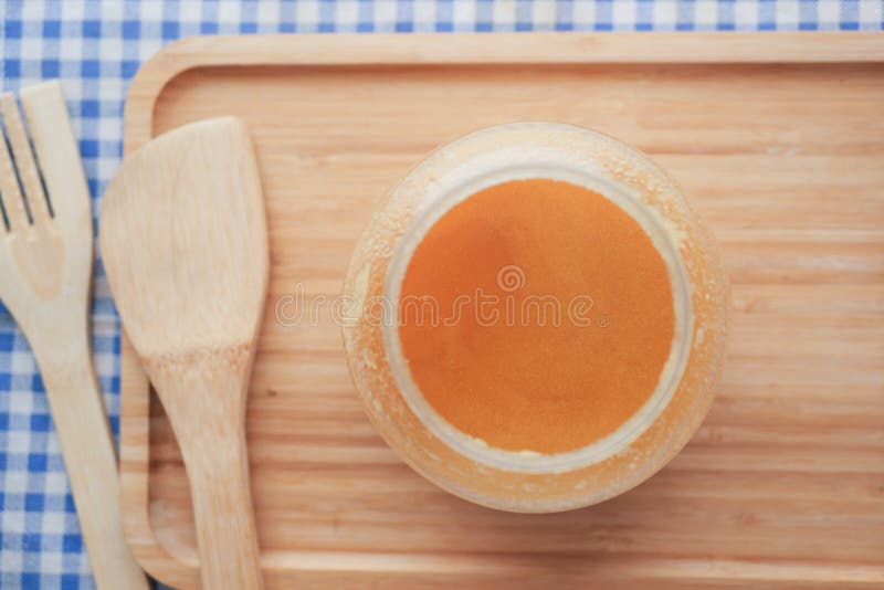 Top View of Homemade Ghee in Container on a Table , Stock Photo - Image ...