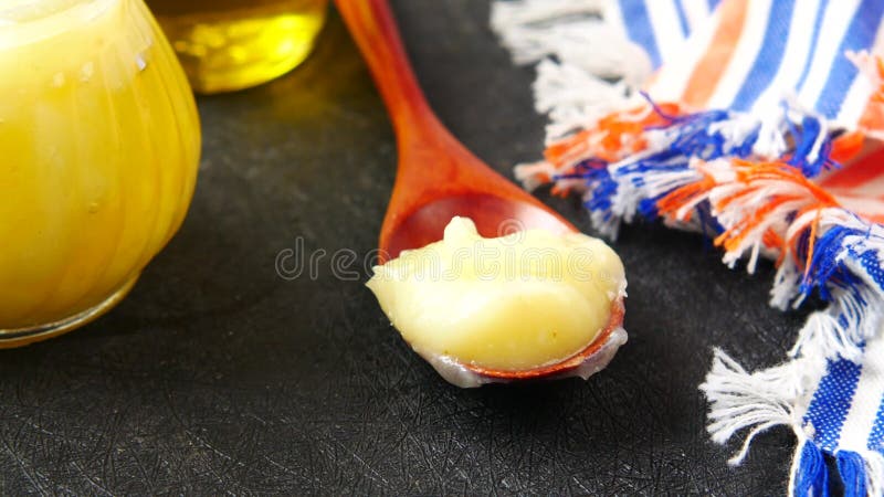 Homemade Ghee on a Spoon on Table Stock Video - Video of nourishment ...