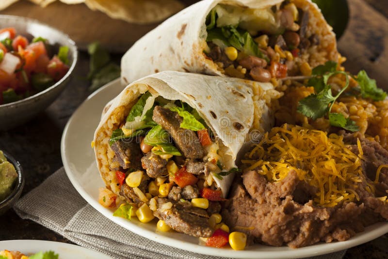 Homemade Giant Beef Burrito Stock Photo - Image of pepper, homemade ...