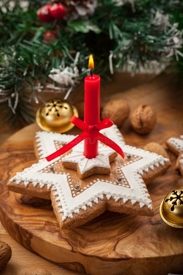 Homemade Gingerbread Candle for Christmas Stock Image - Image of bell ...