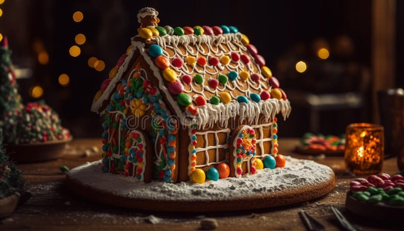Homemade Gingerbread House Decoration with Sweet Icing Generated by AI ...