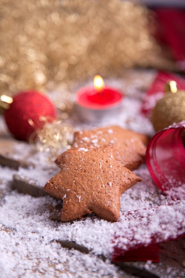 Homemade Gingerbread Star Cookies with Tealight Stock Photo - Image of ...