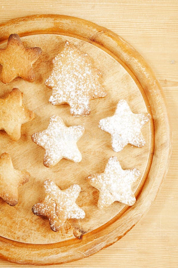Homemade Gingerbread Star Cookies on Wood Stock Image - Image of ...