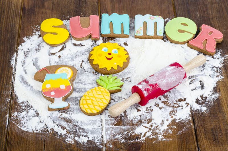 Homemade Gingerbread with Summer Theme. Stock Photo - Image of fruit ...