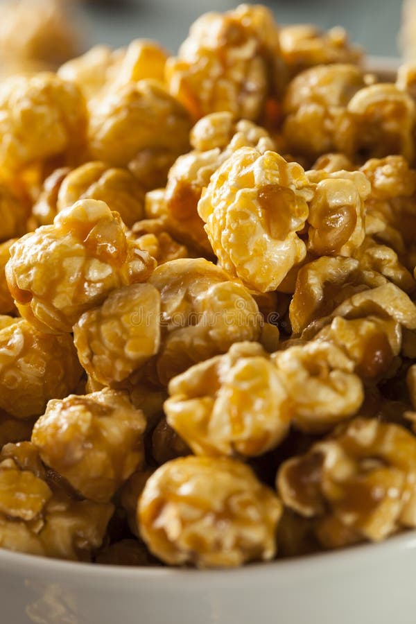 Homemade Golden Caramel Popcorn Stock Photo - Image of salty, corn ...