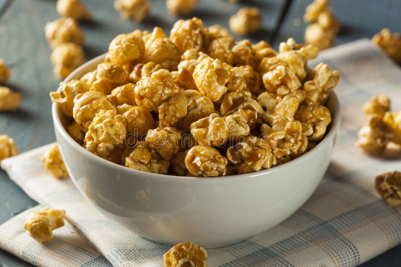 Homemade Golden Caramel Popcorn Stock Image - Image of food, popped ...
