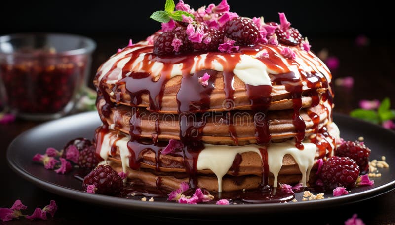 Homemade Gourmet Dessert Fresh Fruit, Chocolate, and Raspberry ...