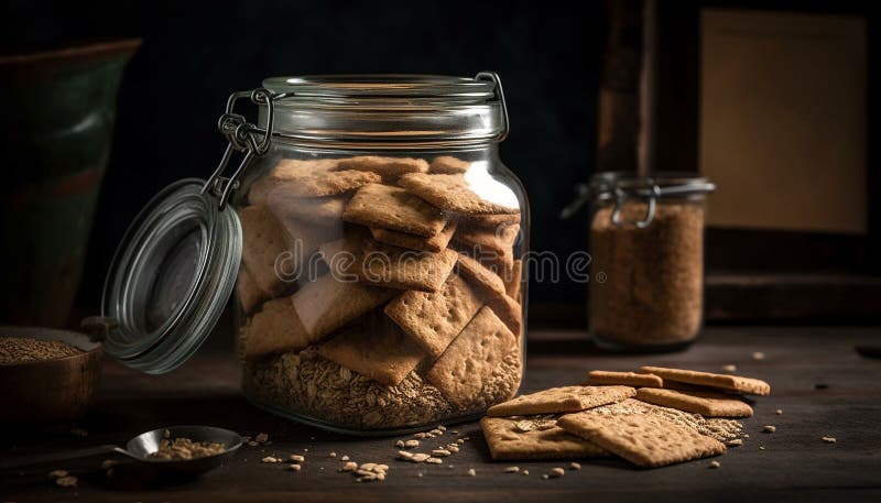 Homemade Gourmet Oatmeal Cookie on Rustic Table, Close Up Sweetness ...