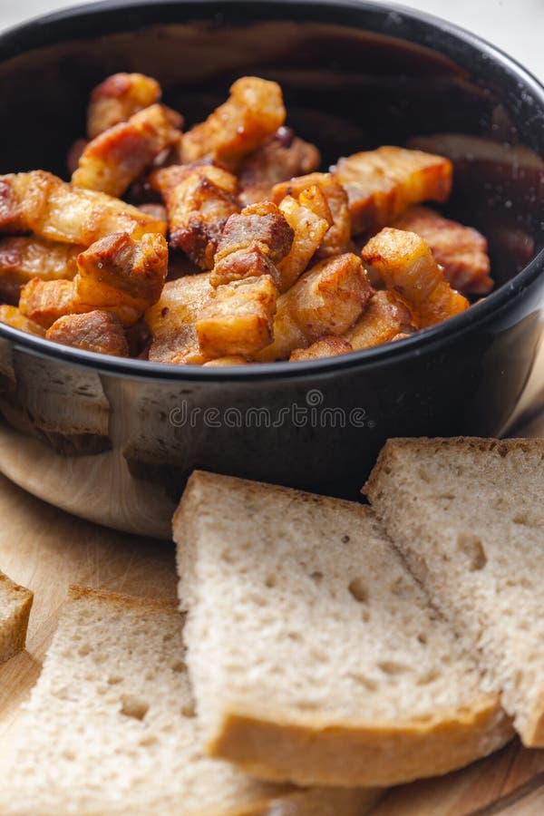 Homemade Greaves of Pork Side Stock Image - Image of closeup, crispy ...