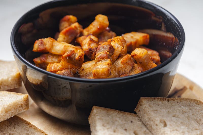 Homemade Greaves of Pork Side Stock Photo - Image of culinary ...