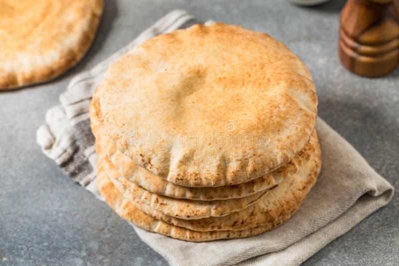Homemade Greek Pita Bread Pockets Stock Image - Image of food, brown ...