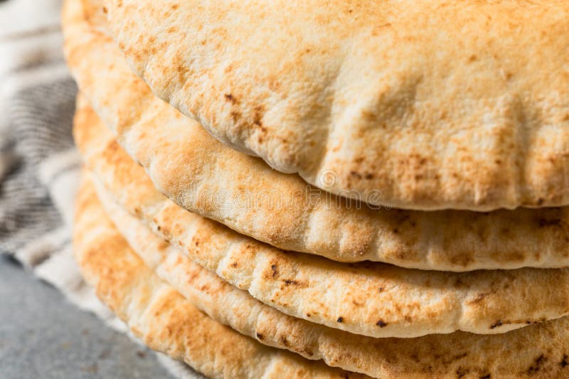 Homemade Greek Pita Bread Pockets Stock Image - Image of greek ...