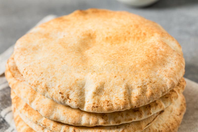 Homemade Greek Pita Bread Pockets Stock Photo - Image of lavash ...