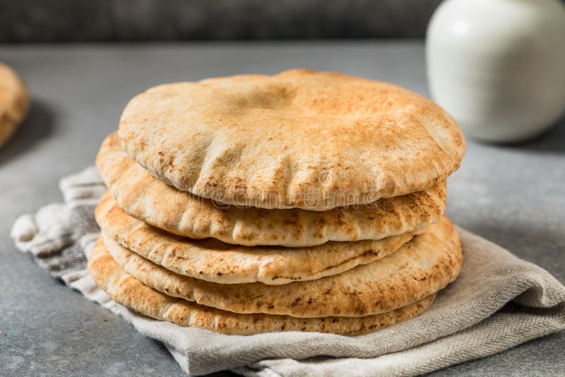 Homemade Greek Pita Bread Pockets Stock Photo - Image of lavash, round ...