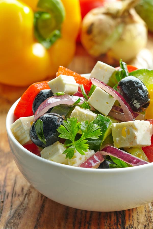 Homemade greek salad stock image. Image of dinner, kitchen - 42435363