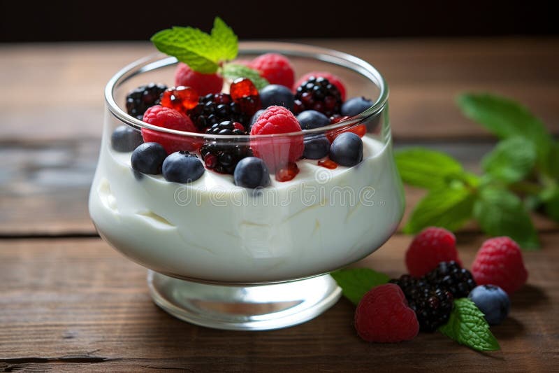 Homemade Greek Yogurt and Fresh Berries Delight Stock Illustration ...