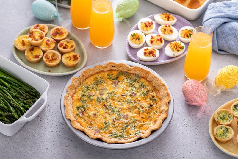 Homemade Ham and Cheese Quiche for Easter Brunch Stock Photo - Image of ...
