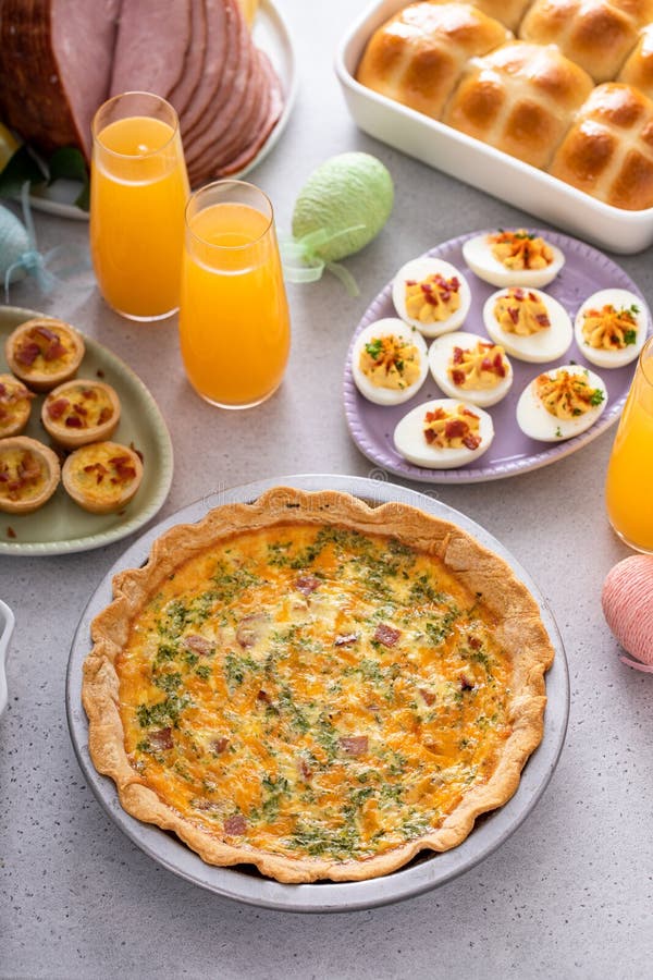 Homemade Ham and Cheese Quiche for Easter Brunch Stock Image - Image of ...