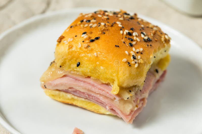 Homemade Ham and Cheese Sliders for a Party Stock Image - Image of ...