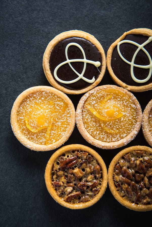 Homemade and Hand Decorated Artisan Tarts Stock Image - Image of group ...