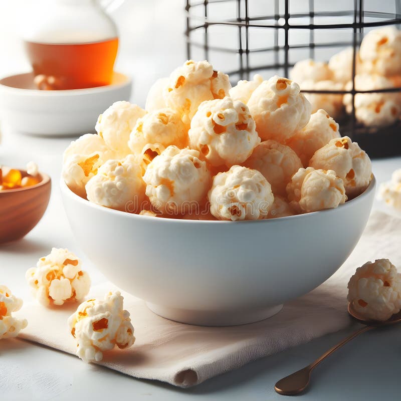 Homemade Happiness with Bowl of Popcorn Elegance Ai Generated Stock ...