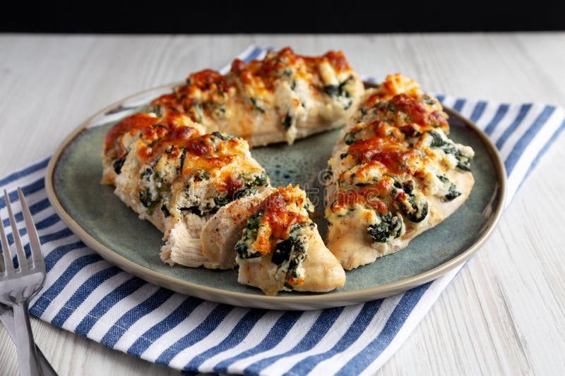 Homemade Hasselback Chicken on a Plate, Side View Stock Photo - Image ...