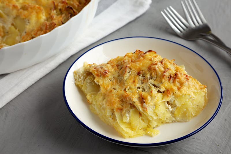 Homemade Hasselback Potato Gratin, Side View Stock Photo - Image of ...