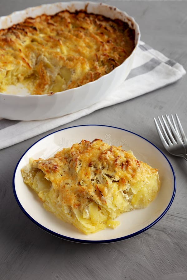 Homemade Hasselback Potato Gratin, Side View Stock Image - Image of ...