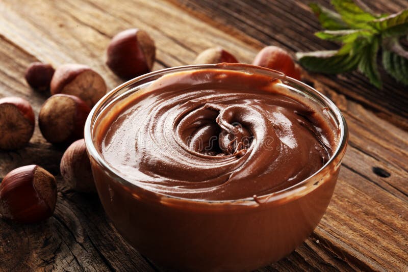 Homemade Hazelnut Spread in a Bowl. Hazelnut Nougat Cream Closeup Stock ...