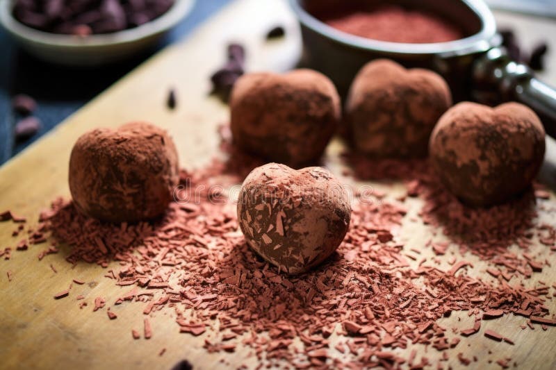 Homemade Heart-shaped Chocolate Truffles Stock Image - Image of ...