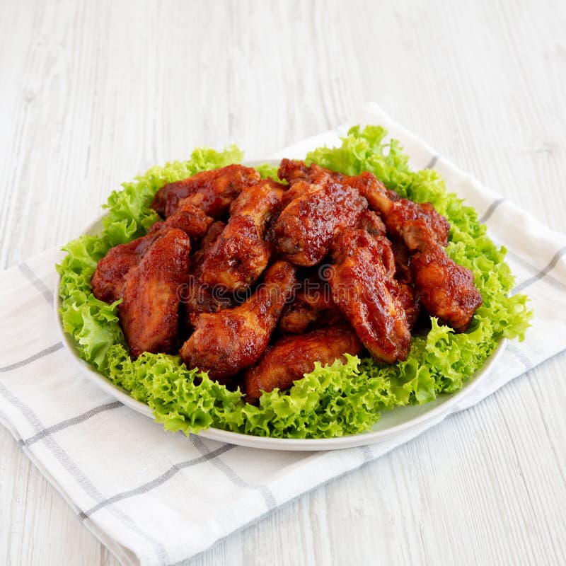 Homemade Honey BBQ Chicken Wings on a Plate, Side View Stock Image ...