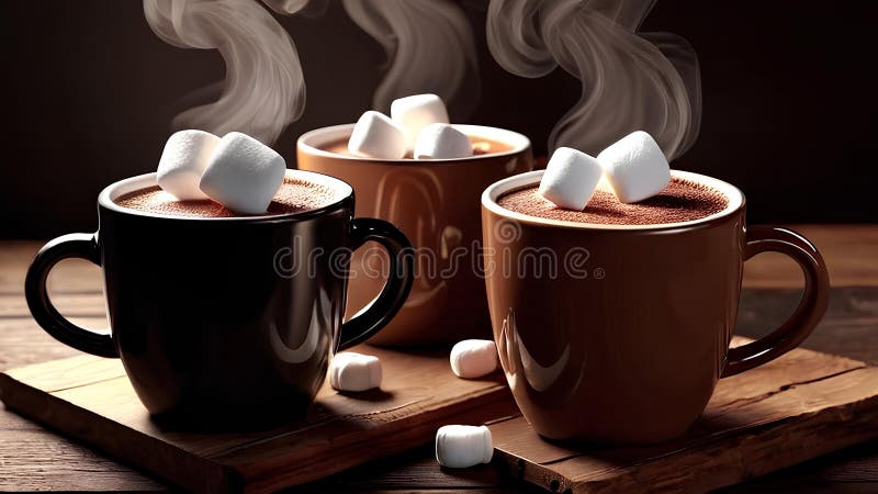 Homemade of Hot Cocoa Drink with Marshmallows and Steam Stock ...